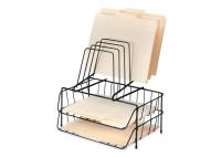 China Iron Wire Metal Magazine Stand , Two File Office Table Top Wire Display Racks for sale