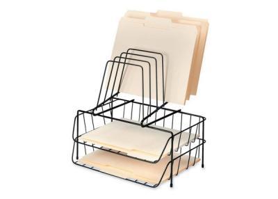 China Iron Wire Metal Magazine Stand , Two File Office Table Top Wire Display Racks for sale
