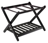 China Wood Color Display Folding Luggage Rack , OEM Hotel Metal Luggage Rack for sale