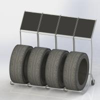 China Aluminum Alloy Wheel Display Racks , Hub Trolly Car Wheel Display Stand for sale
