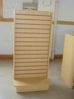 China Maple Slat Wall Wooden Retail Display Stands With Aluminum Strip 2 Sides for sale