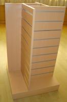 China Slatwall Square Wooden Retail Display Stands For Grocery Store Four Ways for sale