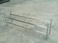 China Chrome Tube Shoe Display Stand / Two Tier Stacked White Metal Shoe Rack for sale