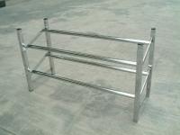 China Chrome Tube Shoe Display Stand / Two Tier Stacked White Metal Shoe Rack for sale