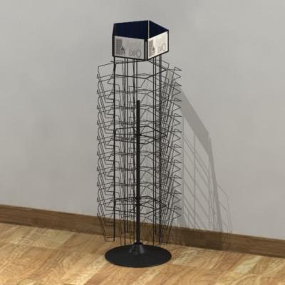 China 5 Sides Metal Wire Magazine Rack / Rotating Floor Standing Metal Magazine Rack for sale