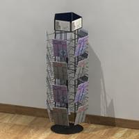 China 5 Sides Metal Wire Magazine Rack / Rotating Floor Standing Metal Magazine Rack for sale