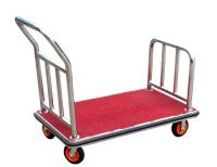 China Stainless Steel Hotel Display Stand Luggage Trolley With Full Wrap Around Bumper for sale