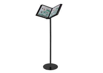 China Plastic 10 Pages A4 Poster Display Stand Free Standing Multi Angle Sliding for sale