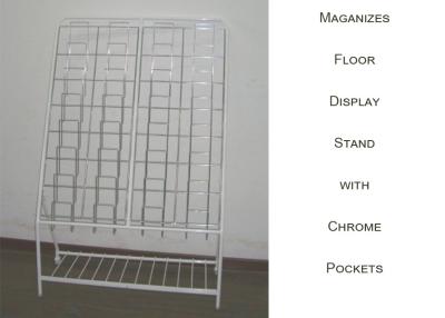 China 4 Column Magazine Floor Stand , 32 Wire Magazine Display Racks With Caster for sale