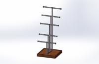 China 5 Rods Earring Metal Table Top Display Stands With Wooden Base For Grocery for sale