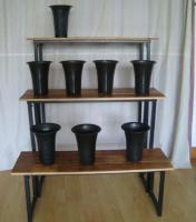 China Wooden And Metal Plant Display Rack , Bamboo Shelves Plant Display Stand for sale