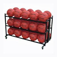 China 3 Tier Basketball Metal Display Steel Double 3 Tier Basketball Storage Metal Display Rack For 30 Balls for sale