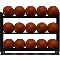 China 3 Tier Basketball Metal Display Steel Double 3 Tier Basketball Storage Metal Display Rack For 30 Balls for sale