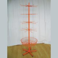 China Grocery Spinner Rotating Floor Display Stand With Hooks And Basket for sale