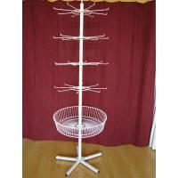 China Grocery Spinner Rotating Floor Display Stand With Hooks And Basket for sale