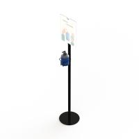 China Soap Hand Sanitizer Dispenser 120cm Metal Floor Stand With Sign Holder for sale
