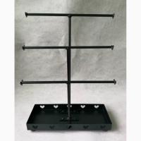 China 3 Bar Necklace Rotatable Metal Tabletop Display Stands Of Gloss Black Wire for sale