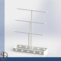 China 3 Bar Necklace Rotatable Metal Tabletop Display Stands Of Gloss Black Wire for sale