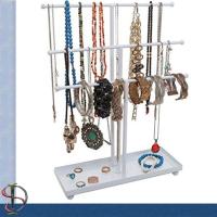 China 3 Bar Necklace Rotatable Metal Tabletop Display Stands Of Gloss Black Wire for sale