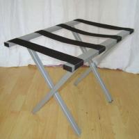 China Folding Metal Luggage Rack Sliver Hotel Luggage Stand With Straight Legs for sale