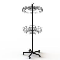 China Knock Down Construction 2 Tier Hooks Metal Floor Display Stands for sale