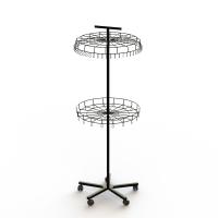 China Knock Down Construction 2 Tier Hooks Metal Floor Display Stands for sale