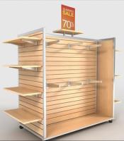 China H shape Floor Stand Slat Wall Display Panels / 4 Sides Aluminum Strip Slat Panel Display Stand for sale