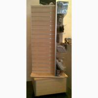 China 4 Way MDF Rotating Wooden Retail Display Stands With 4 Slat Spinner Panels for sale