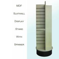 China 4 Way MDF Rotating Wooden Retail Display Stands With 4 Slat Spinner Panels for sale