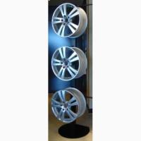 China One Side Wheels Auto Parts Display Racks With Metal Tube Frame Heavy Weight for sale