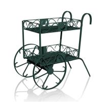 China Wine Bottles Cart Food Display Stands With Metal Wire Shelves Two Layers Promotion Wine Cart for sale