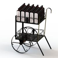 China Wine Bottles Cart Food Display Stands With Metal Wire Shelves Two Layers Promotion Wine Cart for sale