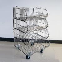 China Stackable Chrome Wire Basket Display Rack With KD Structure for sale