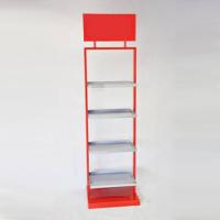 China Movable 4 Layer Metal Plate Display Racks With Casters for sale