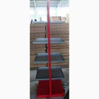 China Movable 4 Layer Metal Plate Display Racks With Casters for sale