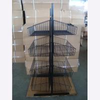 China 5 Tiers 2 Sides Floor Standing KD Metal Wire Basket Rack for sale