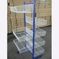 China 5 Tiers 2 Sides Floor Standing KD Metal Wire Basket Rack for sale