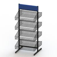 China 5 Tiers 2 Sides Floor Standing KD Metal Wire Basket Rack for sale