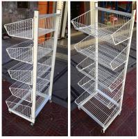 China 5 Tiers 2 Sides Floor Standing KD Metal Wire Basket Rack for sale