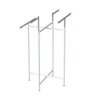 China Adjustable Height 4 Arms Chrome Square Tube Metal Clothing Display Rack for sale