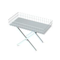 China Folding Metal Wire Mobile Dump Table With Square Tube Foot for sale