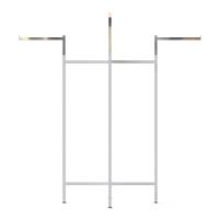 China Adjustable Height 4 Arms Chrome Square Tube Metal Clothing Display Rack for sale