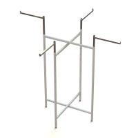 China Adjustable Height 4 Arms Chrome Square Tube Metal Clothing Display Rack for sale