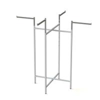 China Adjustable Height 4 Arms Chrome Square Tube Metal Clothing Display Rack for sale