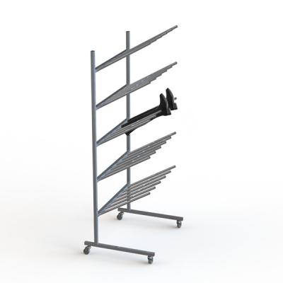 China 30 Pair Steel Mobile Chrome Hotel Display Stand KD Knockdown for sale