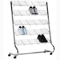 China Wire Sloped Shelves Shoe Rack Floor Standing Multiple Layer Chrome Layer Stand for Shoes for sale