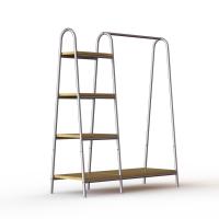 China Inverted U Shaped Shoe Display Stand With MDF Shelves for sale