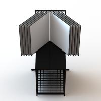 China Knock Down 10Panel Photo Display Stand With Grid Cabinet for sale