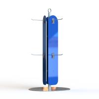 China Customized Gloves Metal Display Rack With 3 Sides Plastic Panel Metal Hooks retail Clothing Display Racks for sale