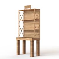 China Oak KD Construction Wooden Retail Display Stands With Shelves for sale